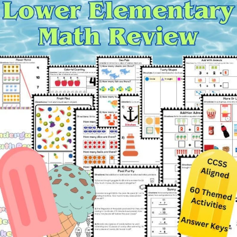 Lower Elementary Math – Summer Review Packet Bundle - Etsy