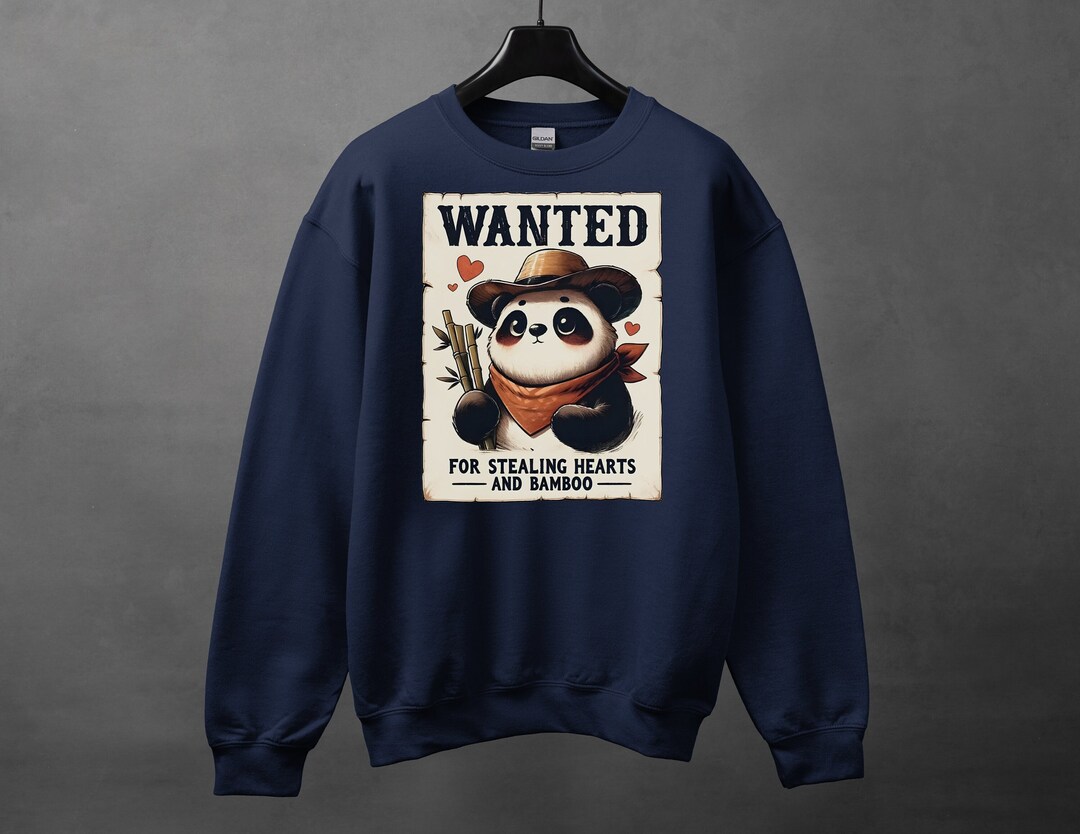 Cute Panda Sweatshirt, Wanted Poster Sweatshirt, Funny Animal ...
