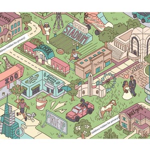 Custom Map Illustration / Family Memory Map / City Town / Anniversary ...