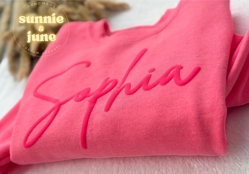 Custom Puff Sweatshirt Youth Embossed Crewneck Custom Name Sweater Kid ...