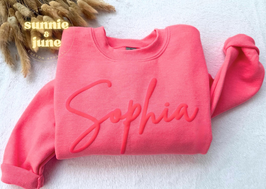Custom Puff Sweatshirt Youth Embossed Crewneck Custom Name Sweater Kid ...