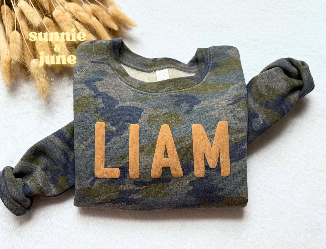 Custom Puff Sweatshirt Toddler Name Sweater Embossed Youth Crewneck Big ...