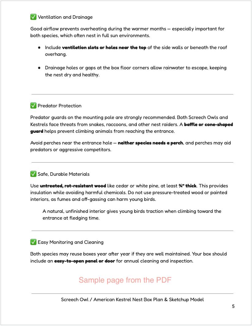 Screech Owl / Kestrel Nest Box Plans & Sketchup Model - Etsy