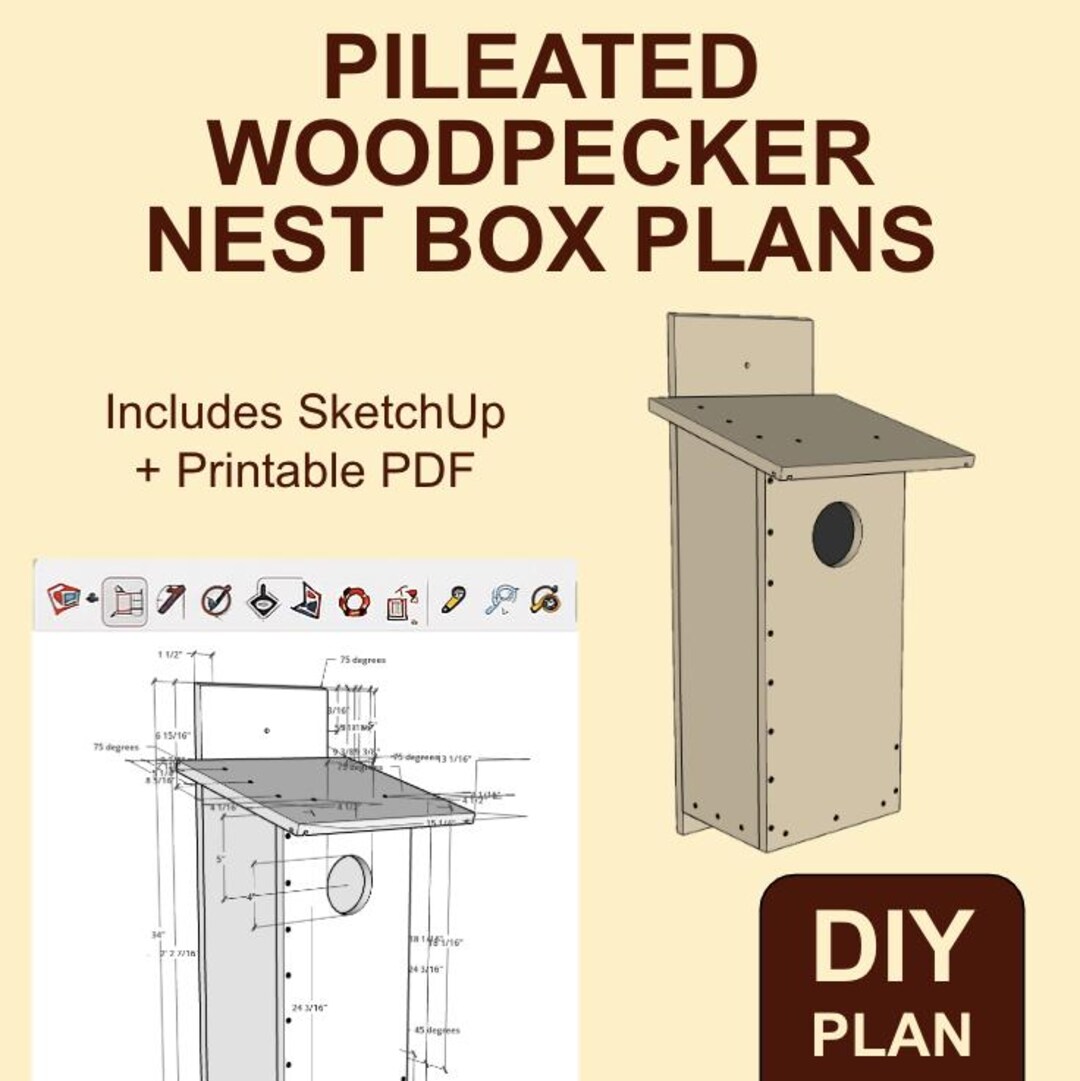Pileated Woodpecker and Common Merganser Nest Box Plan & Sketchup Model - Etsy