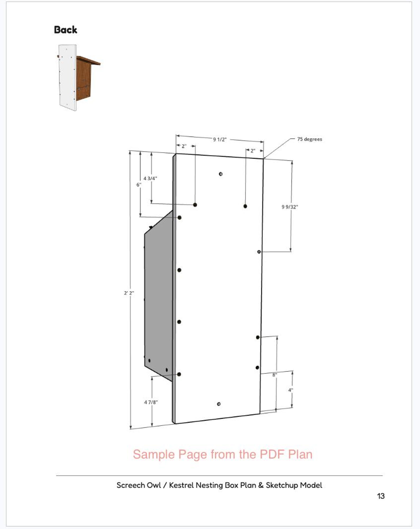 Screech Owl / Kestrel Nest Box Plans & Sketchup Model - Etsy