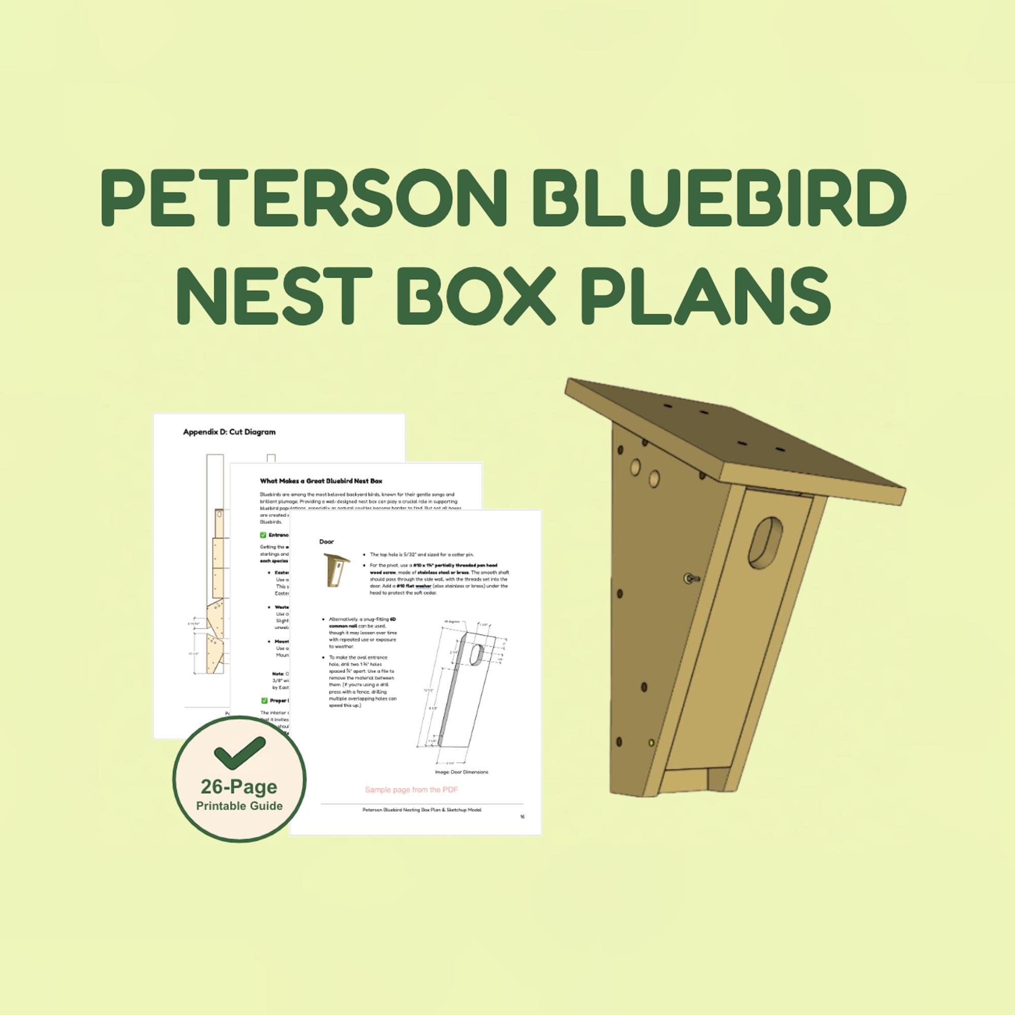 Peterson Bluebird Nest Box Plan – Proven Design, PDF Guide + Sketchup ...