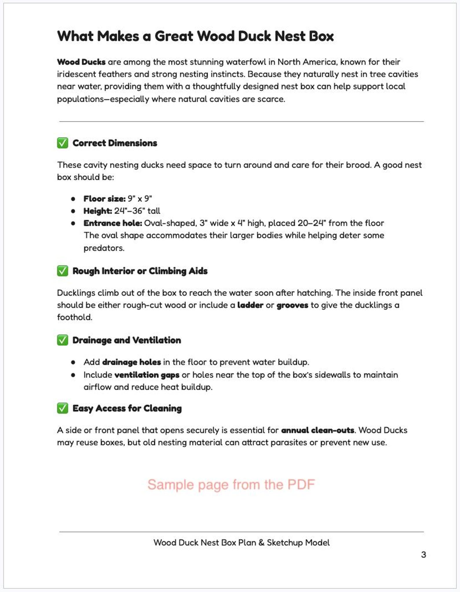Wood Duck Nest Box Plans and Sketchup Model - Etsy