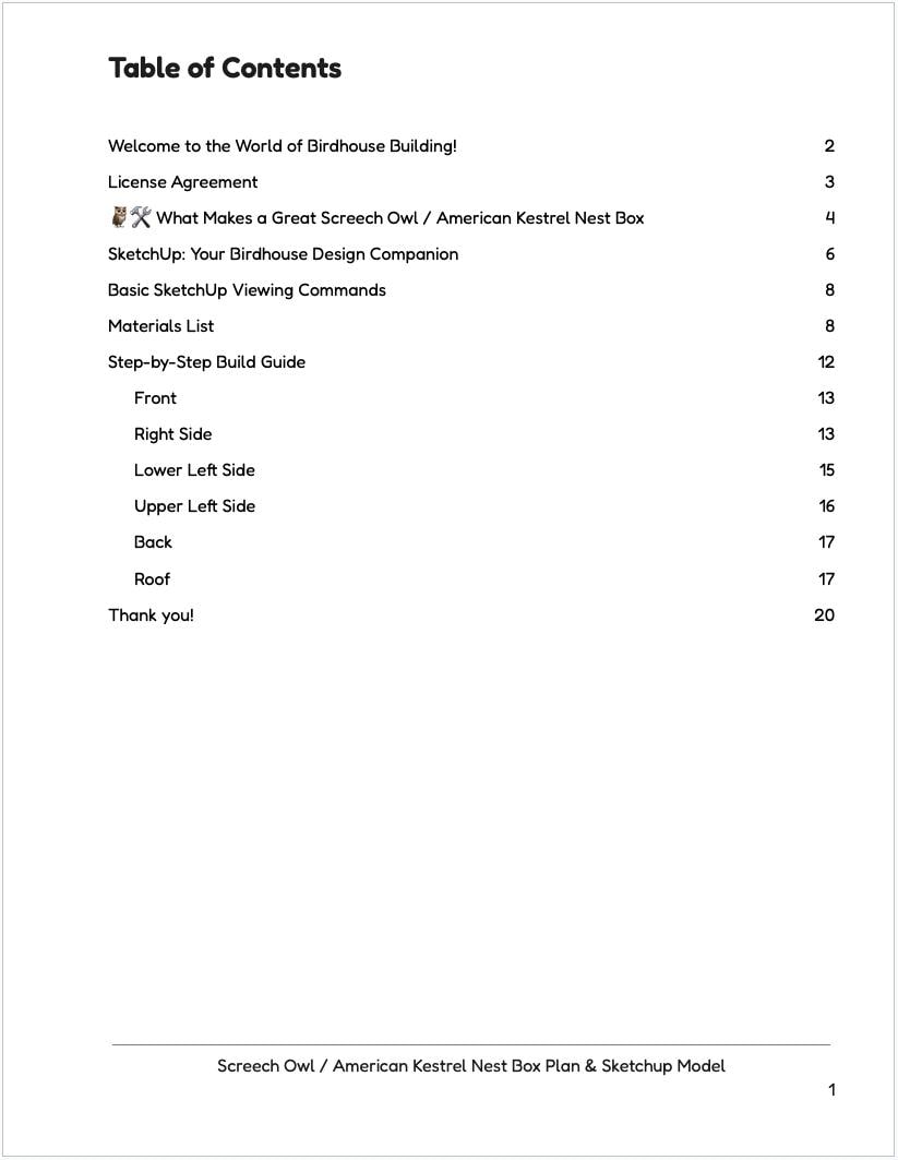 Screech Owl / Kestrel Nest Box Plans & Sketchup Model - Etsy