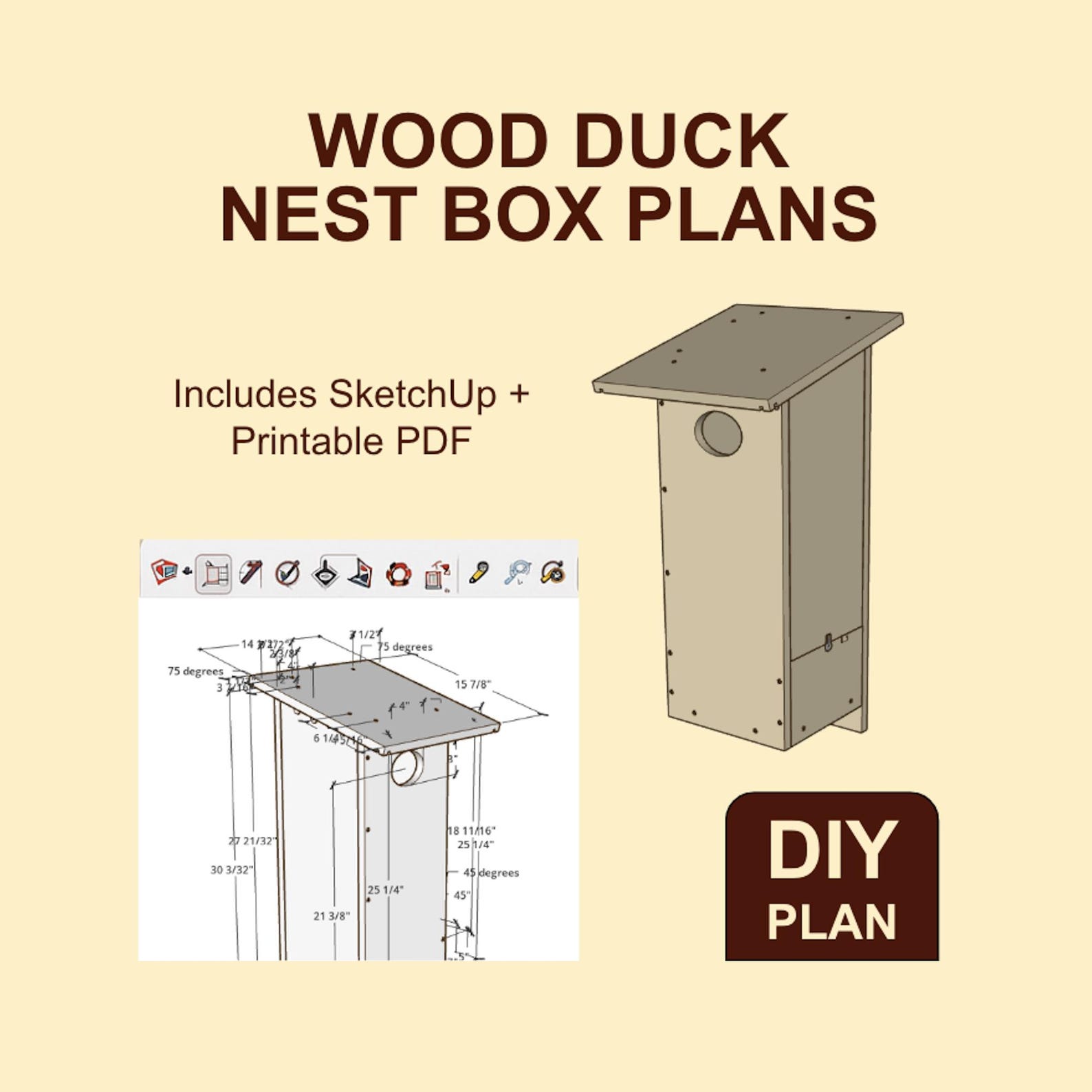 Wood Duck Nest Box Plans and Sketchup Model - Etsy