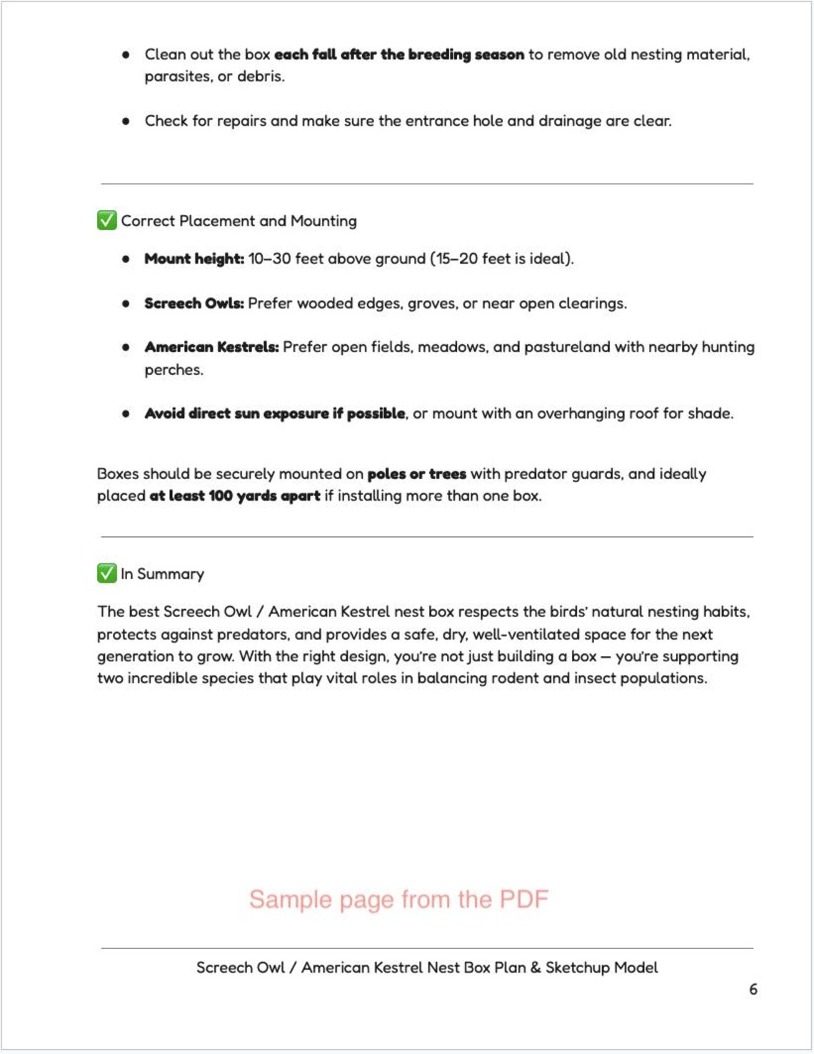 Screech Owl / Kestrel Nest Box Plans & Sketchup Model - Etsy