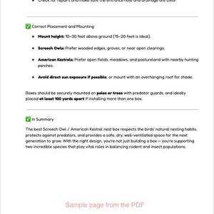 Screech Owl / Kestrel Nest Box Plans & Sketchup Model - Etsy