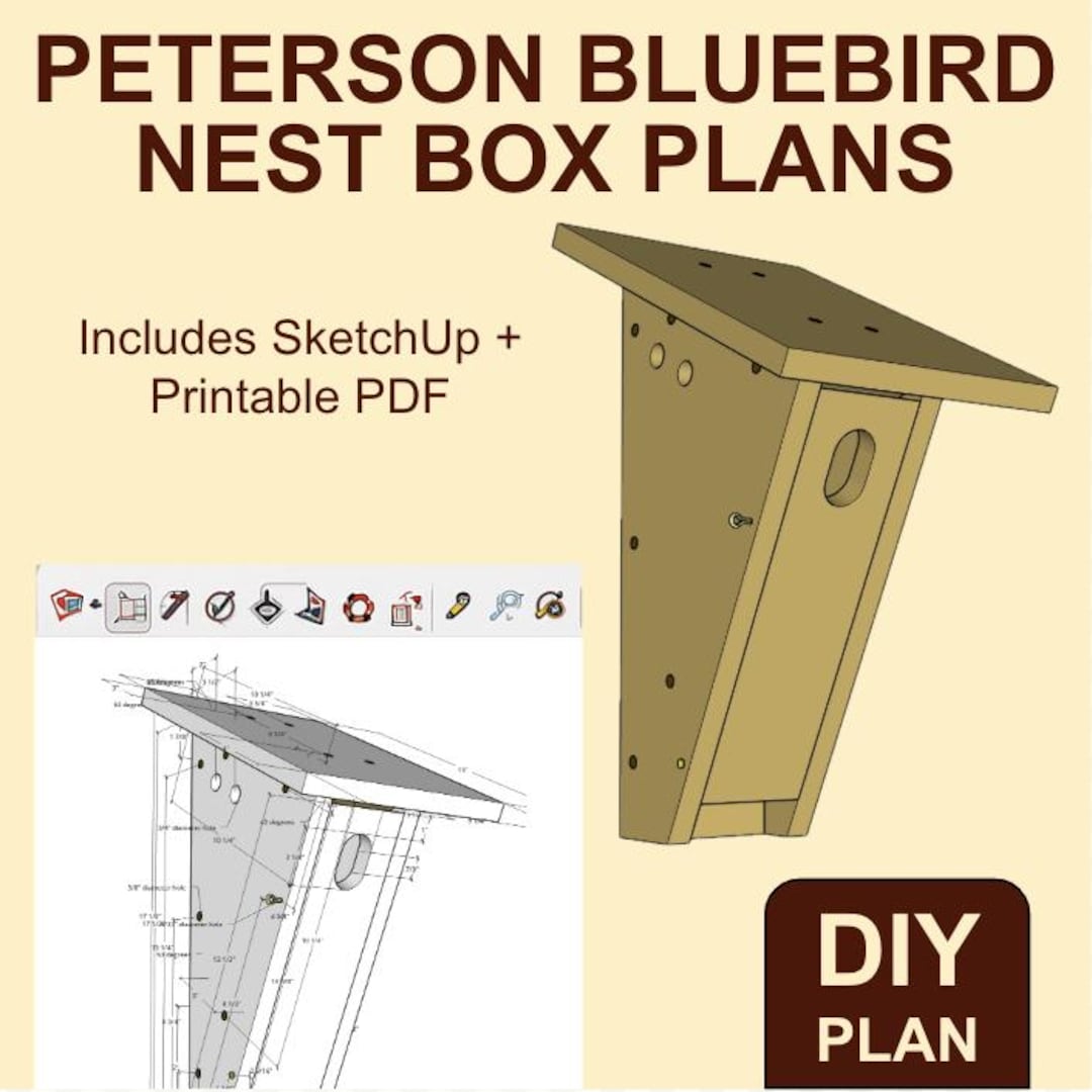 Peterson Bluebird Nesting Box Plans & Sketchup Model - Etsy