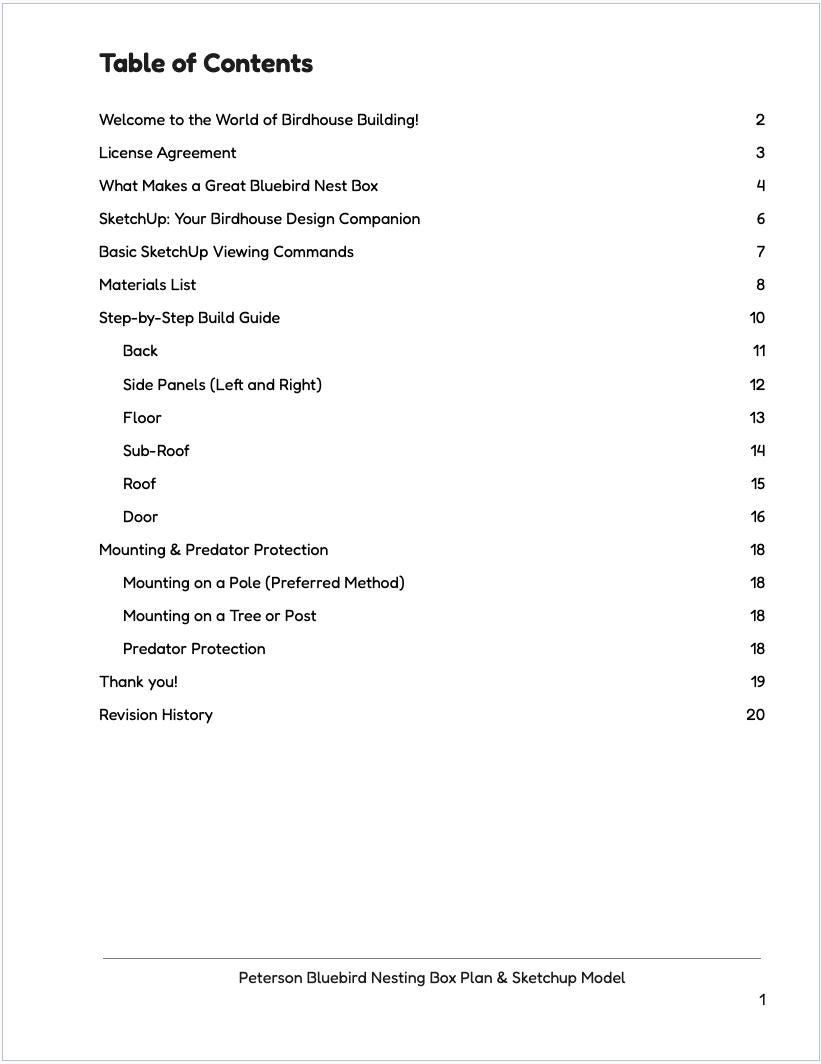 Peterson Bluebird Nest Box Plan – Proven Design, PDF Guide + Sketchup ...