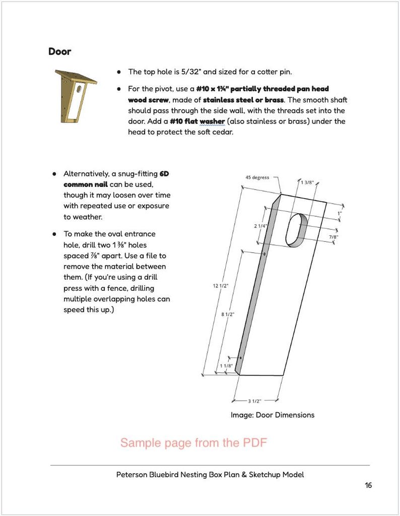 Peterson Bluebird Nest Box Plan – Proven Design, PDF Guide + Sketchup ...