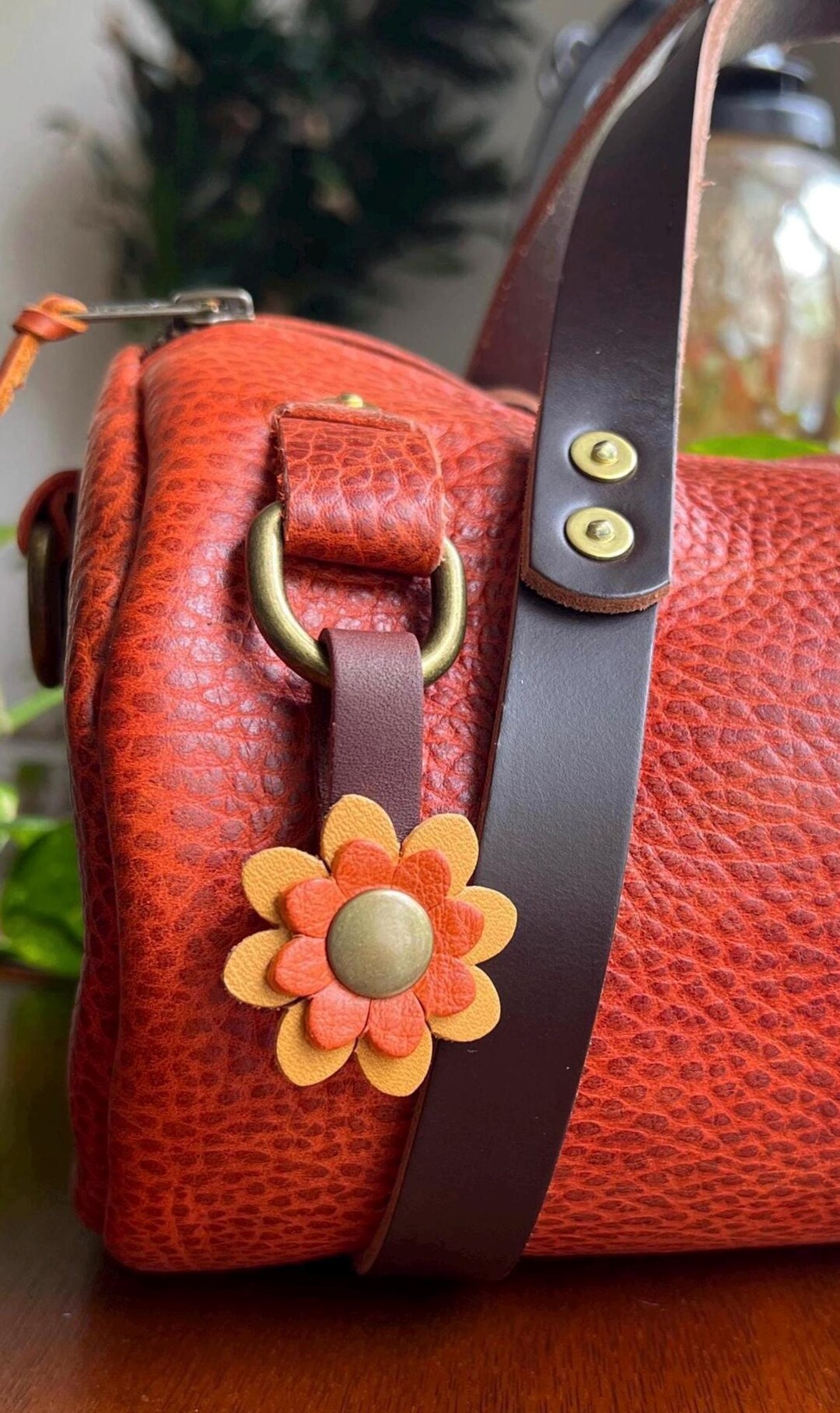 Customize Your Double Flower 'drop' Charm With COGNAC BROWN Band - Etsy
