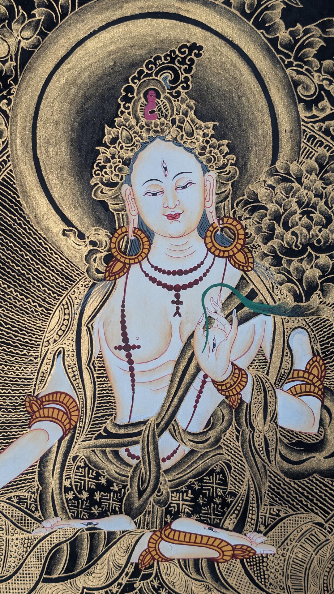 White Tara With Amitayus and Namgyalma Thangka - Etsy