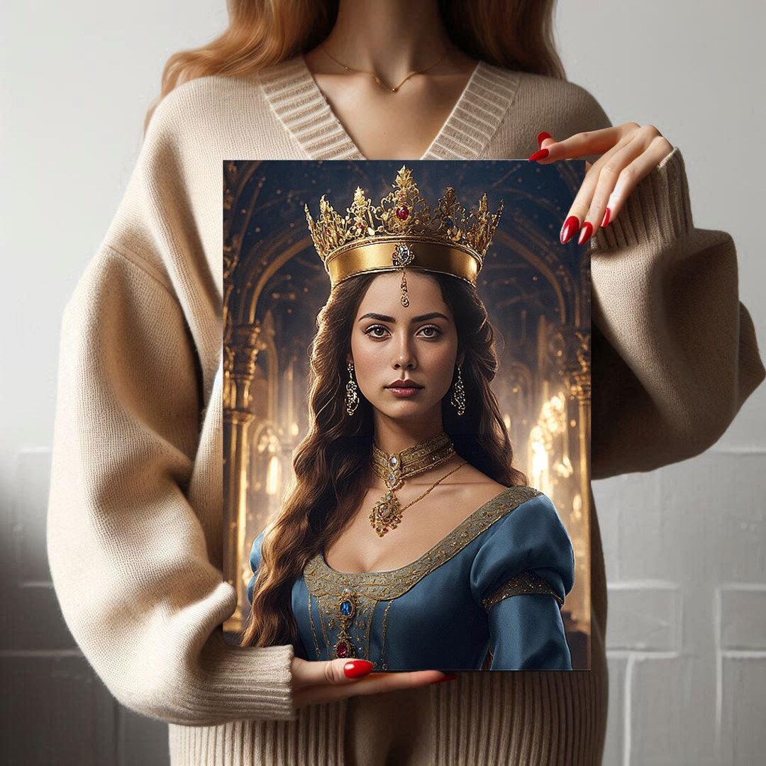 Personalized Royal Lady Portrait Metal Poster, Customizable Wall Art ...