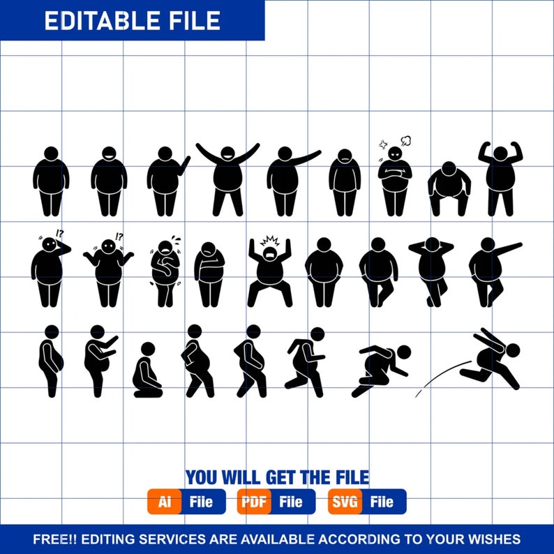 Overweight Fat Man Basic Poses Postures Plump Obese Obesity Emotion ...