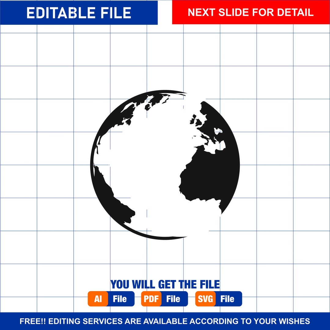 Earth Outline SVG Files Planet Earth Cut Files World Outline Vector ...