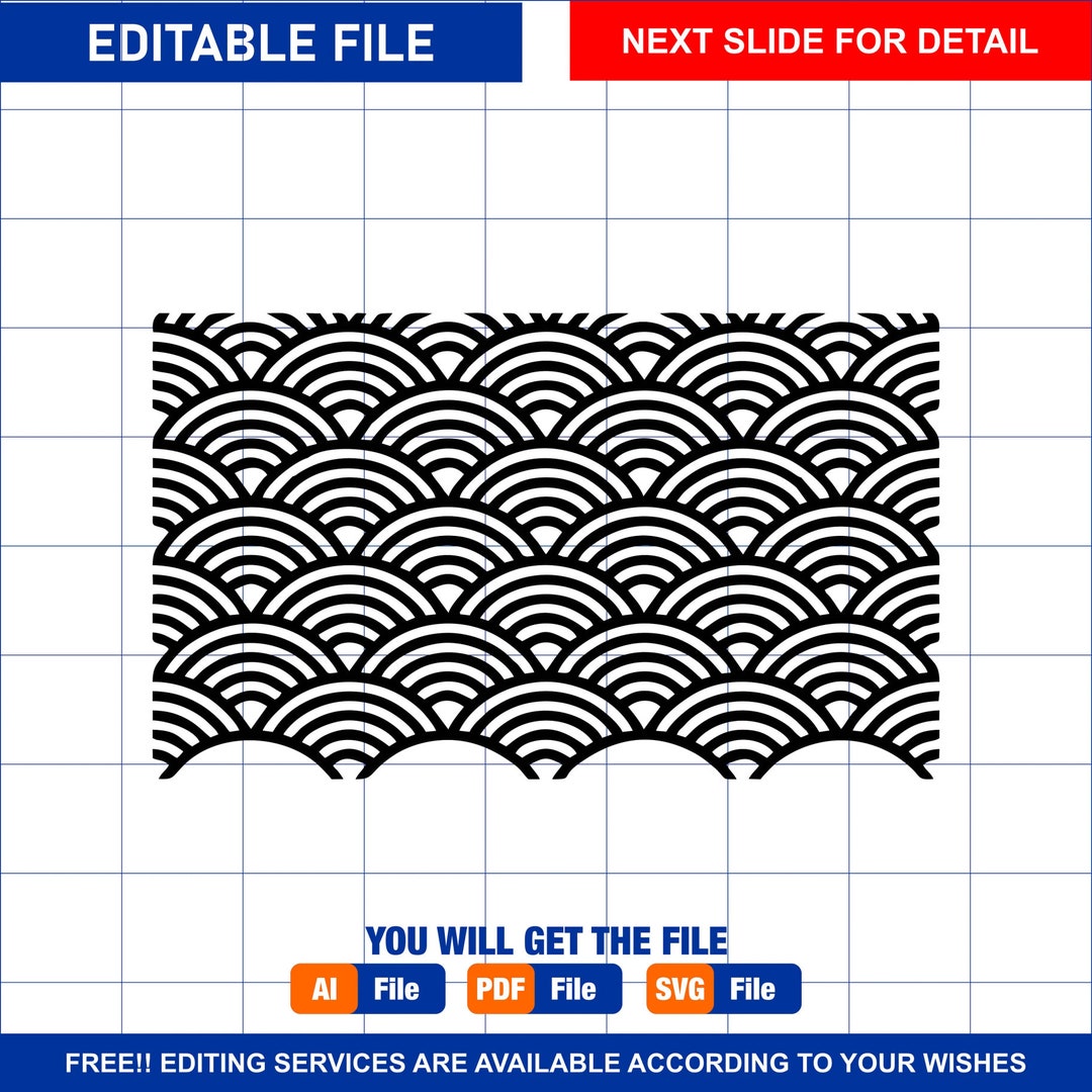 Japanese Wave Pattern SVG Files Seamless Scallop Pattern Cut Files Wave ...