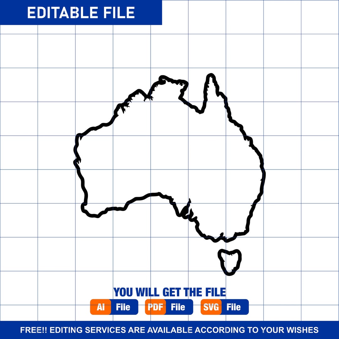 Australia Outline SVG Files Australian Map Outline Cut Files Australia ...