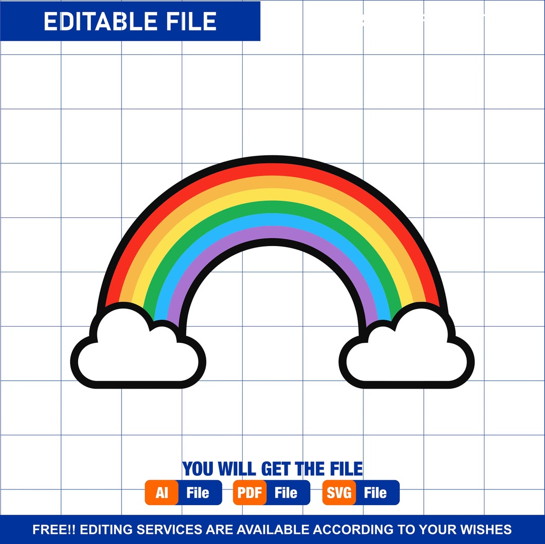 Rainbow Clouds SVG Files Rainbow SVG Cut Files Layered Rainbow Vector ...