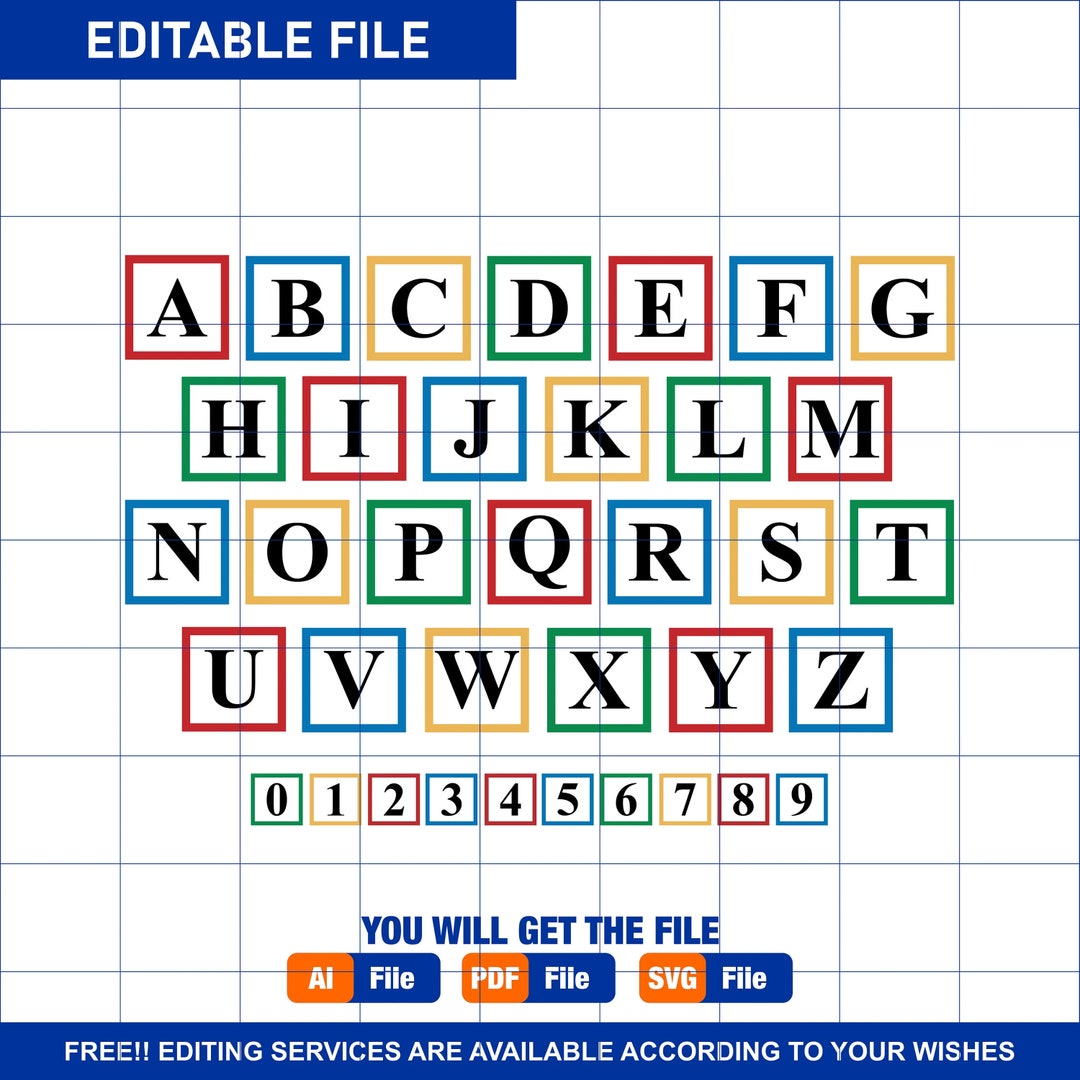 Alphabet Blocks SVG Files Building Blocks Cut Files Letter Blocks A-Z 0 ...