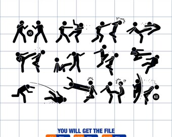 Fighting SVG, Fighter EPS, Punch Vector, Attack PNG, Fight Silhouette ...