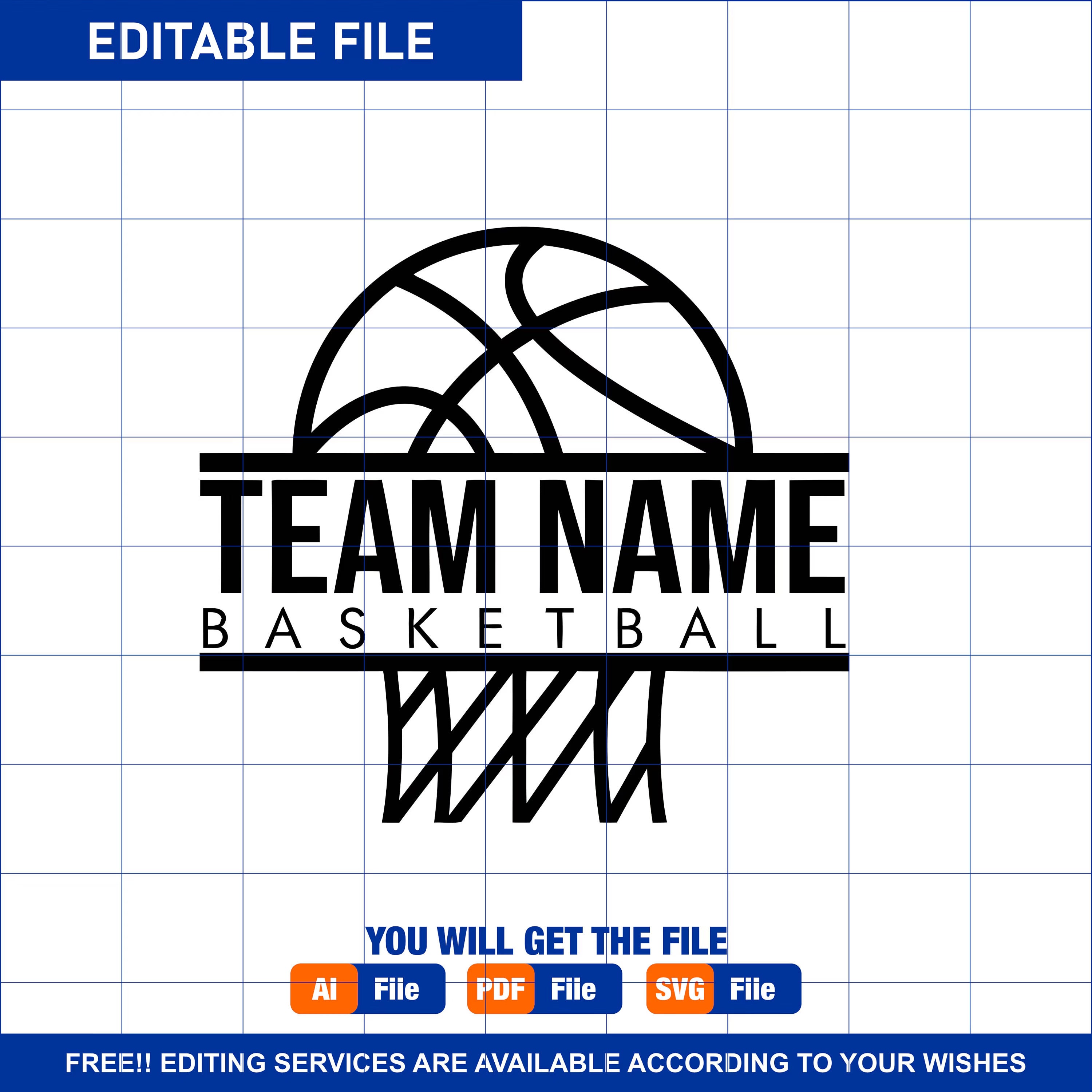Basketball SVG, Team Logo Svg, Half Basketball Svg, Custom Bball Svg ...