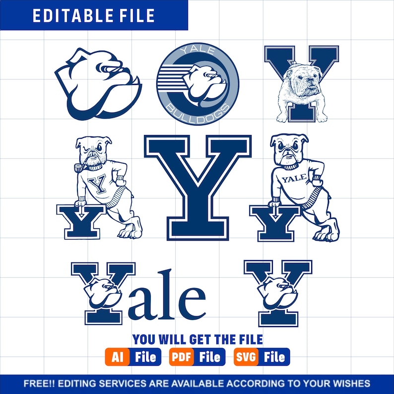 Yale Buldogs SVG, Yale SVG, College, Athletics, Football, Basketball ...