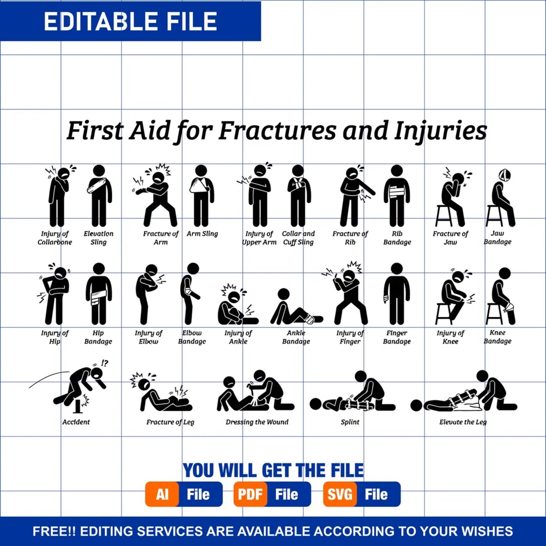 First Aid Fractures Injury Broken Bone Body Part Sling Bandage ...