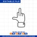 Outline Thumb and Middle Finger Svg Png , Middle Finger Clipart, Middle ...