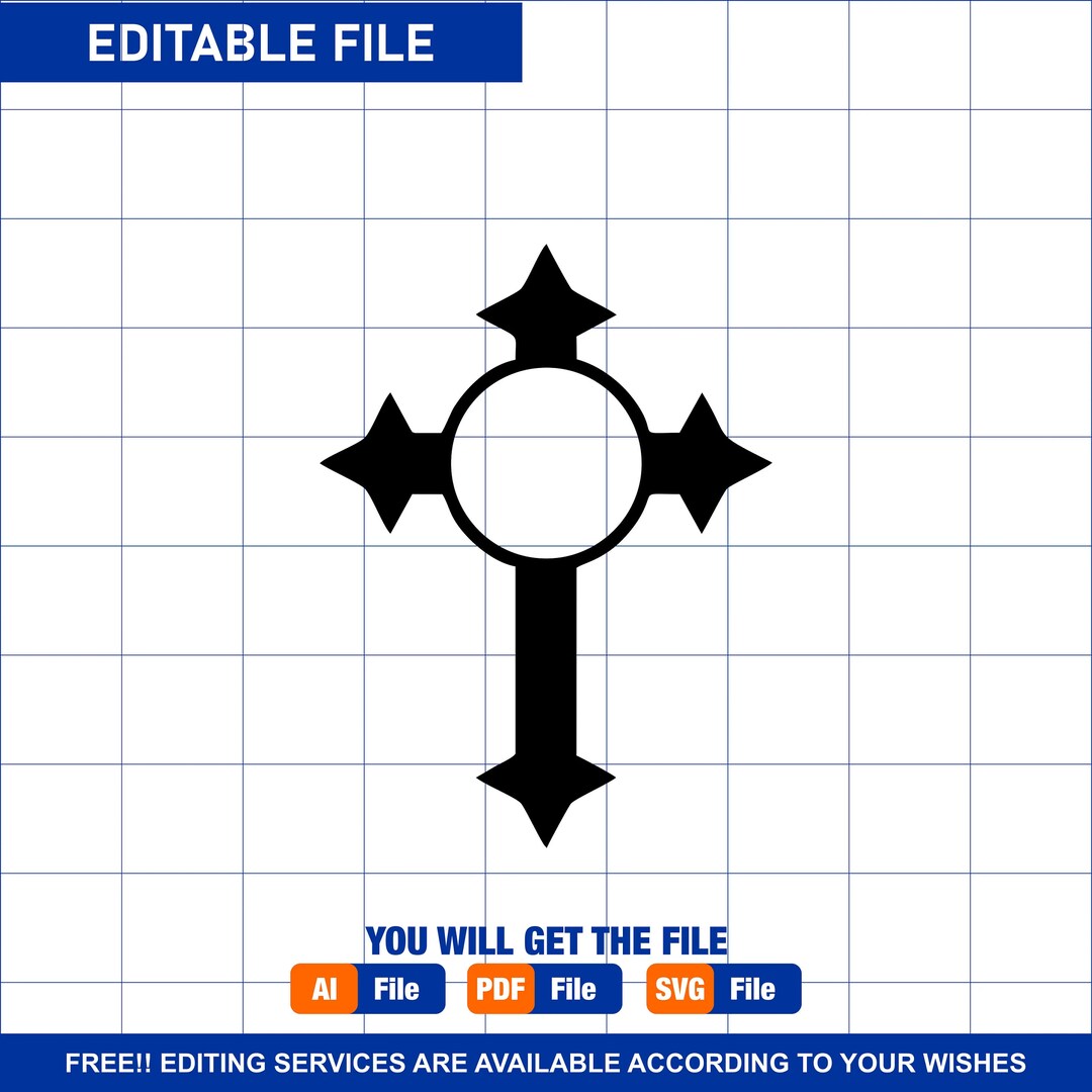 Christian Cross Monogram SVG Files Cross Round Name Frame Cut Files ...