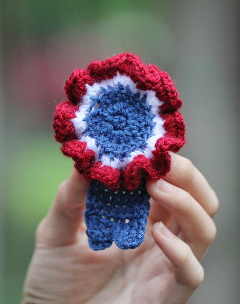 Crochet Prize Ribbon Pattern: Rosette, Red White and Blue (PDF) - Etsy