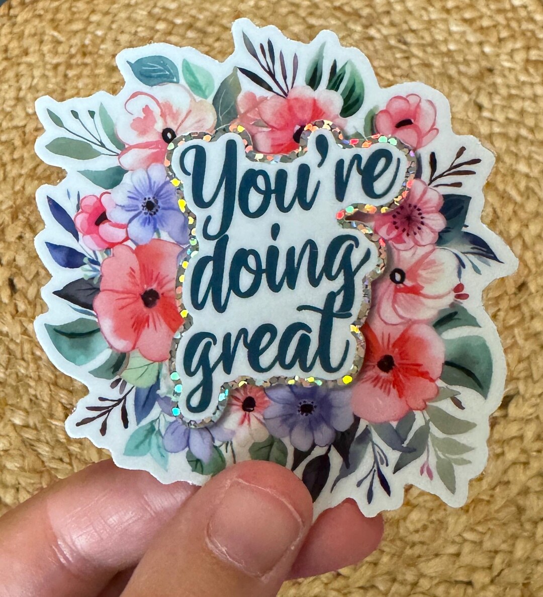 You're Doing Great, Sticker/decal. Weather Resistant. Glitter Outline ...