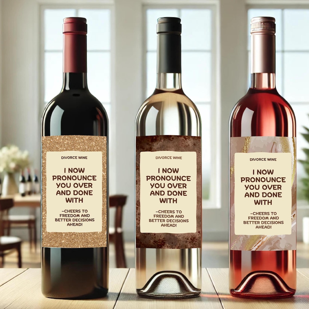 Divorce Wine Label, PDF Label, Printable Wine Label, Sarcastic Wine ...