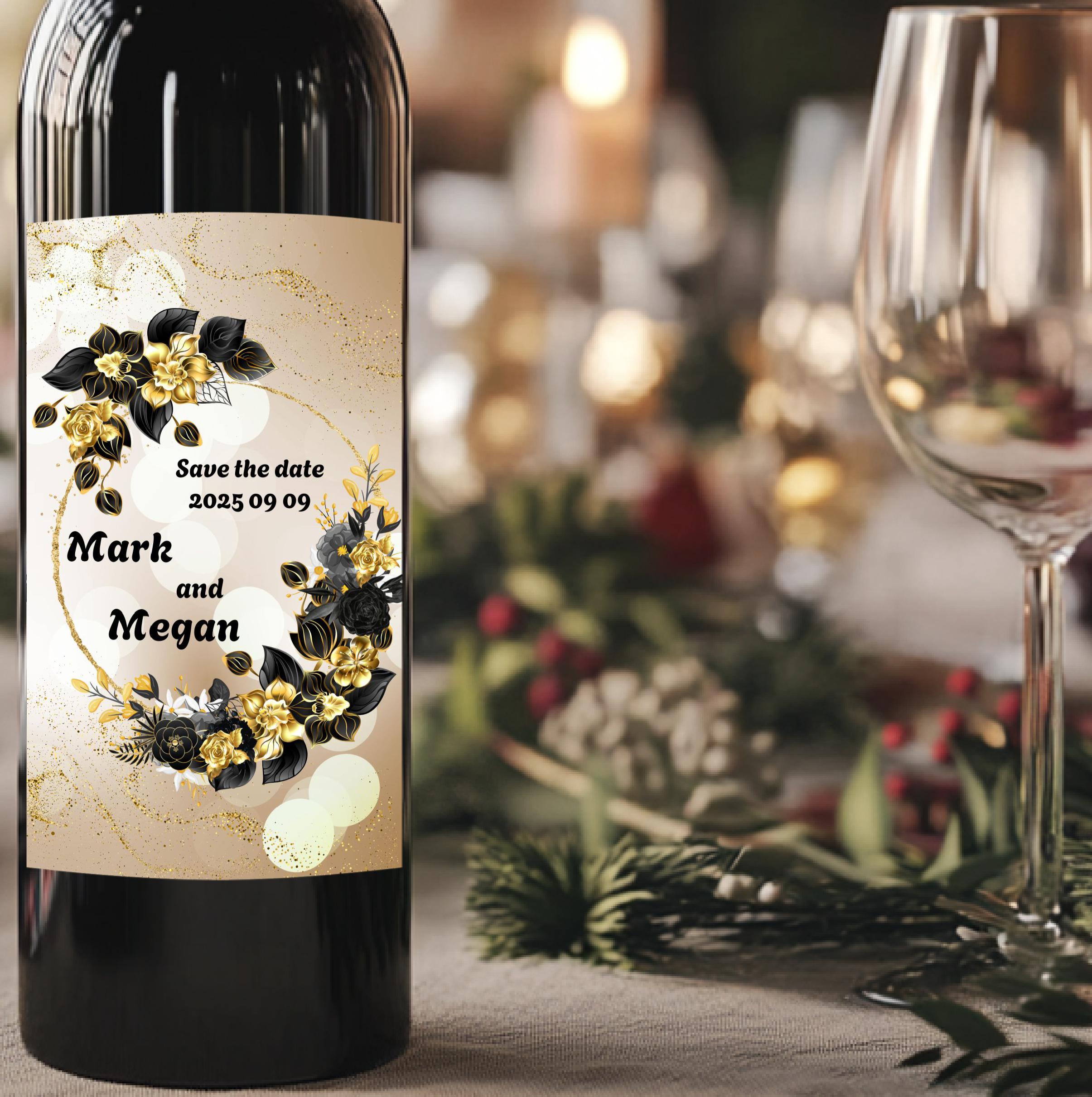 Wine Wedding Invitation Labels, Editable Template, Unique Wedding ...