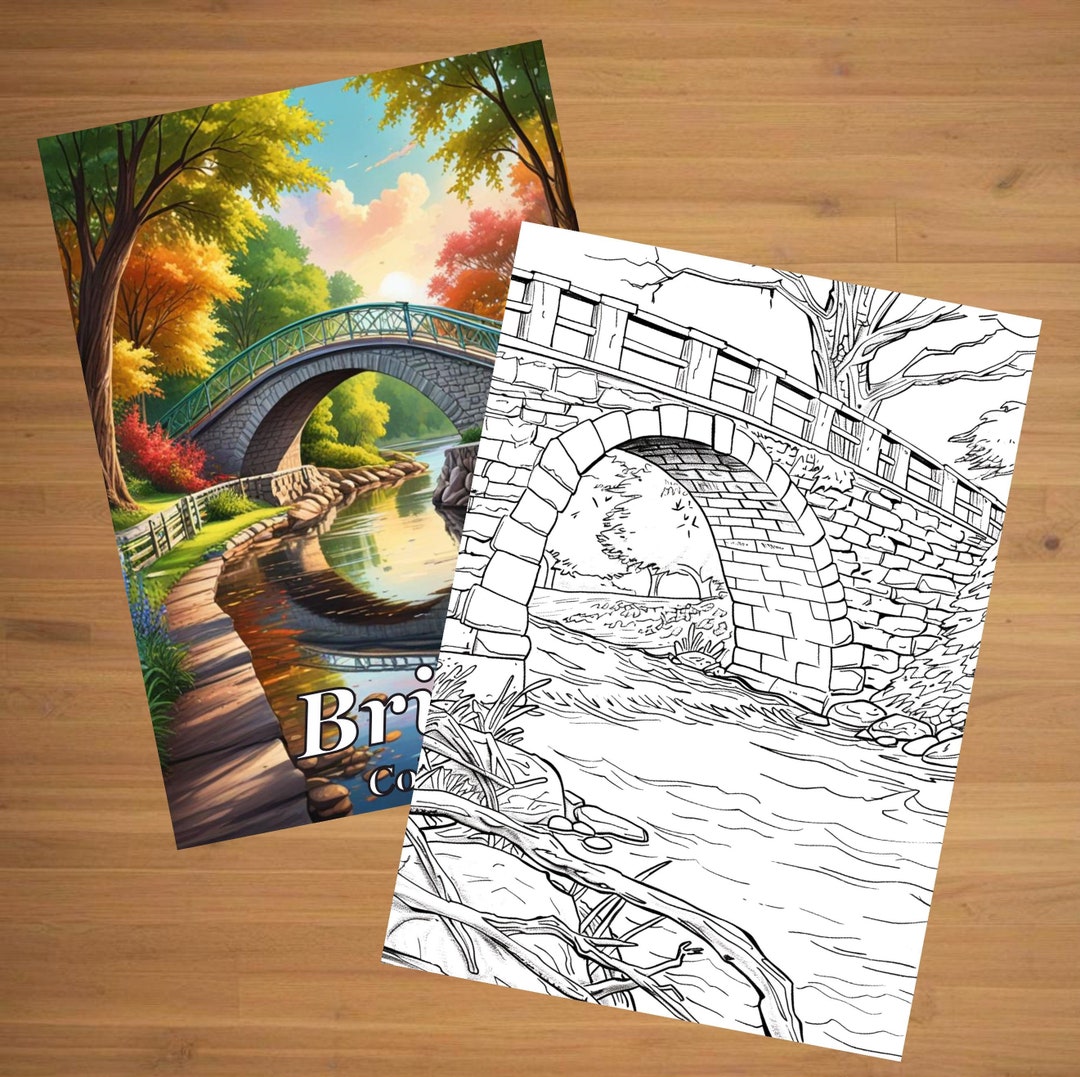 Bridges Coloring Book, Relax Coloring, Printable Coloring PDF, Coloring ...