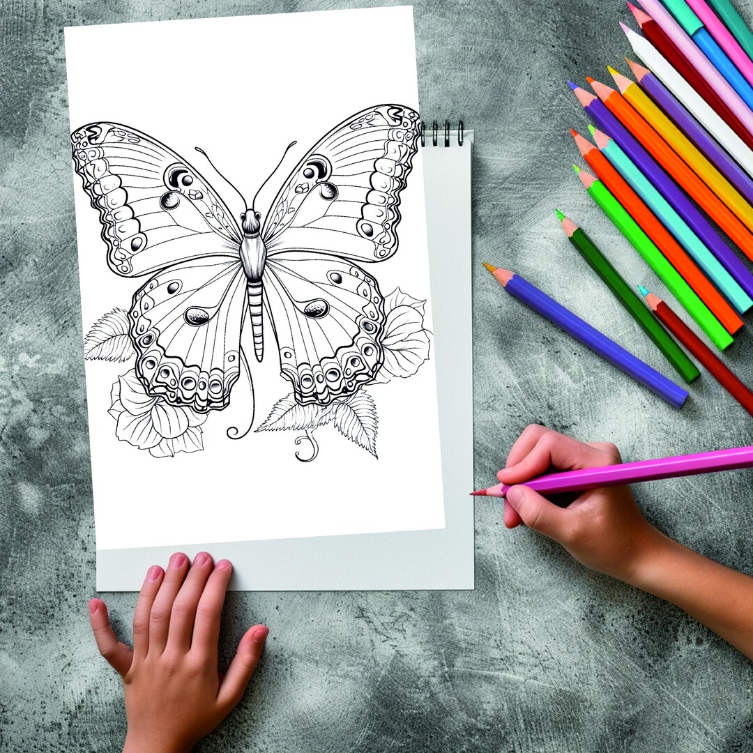 Butterflies Coloring Book, Printable Coloring Book, Nature Art ...
