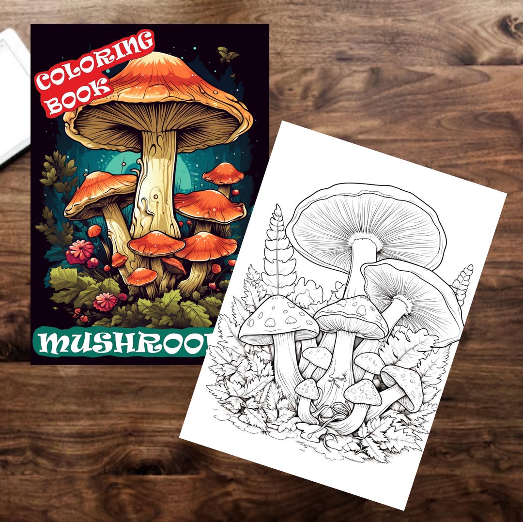 Mushroom Coloring Book, Printable Coloring Book, PDF Coloring Pages ...