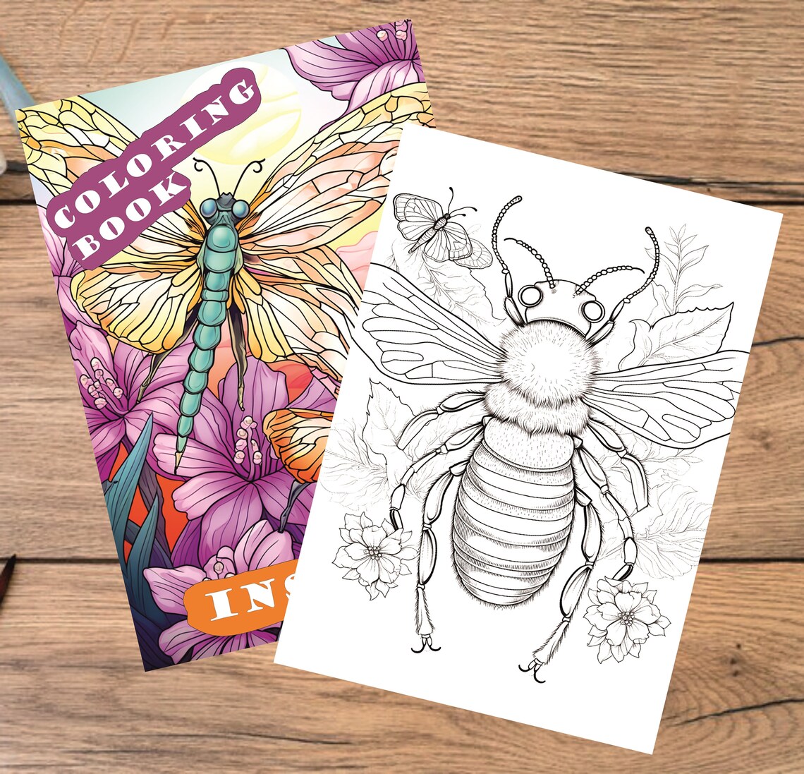 Insects Coloring Book, Printable Coloring Book, Nature Art, Entomology ...
