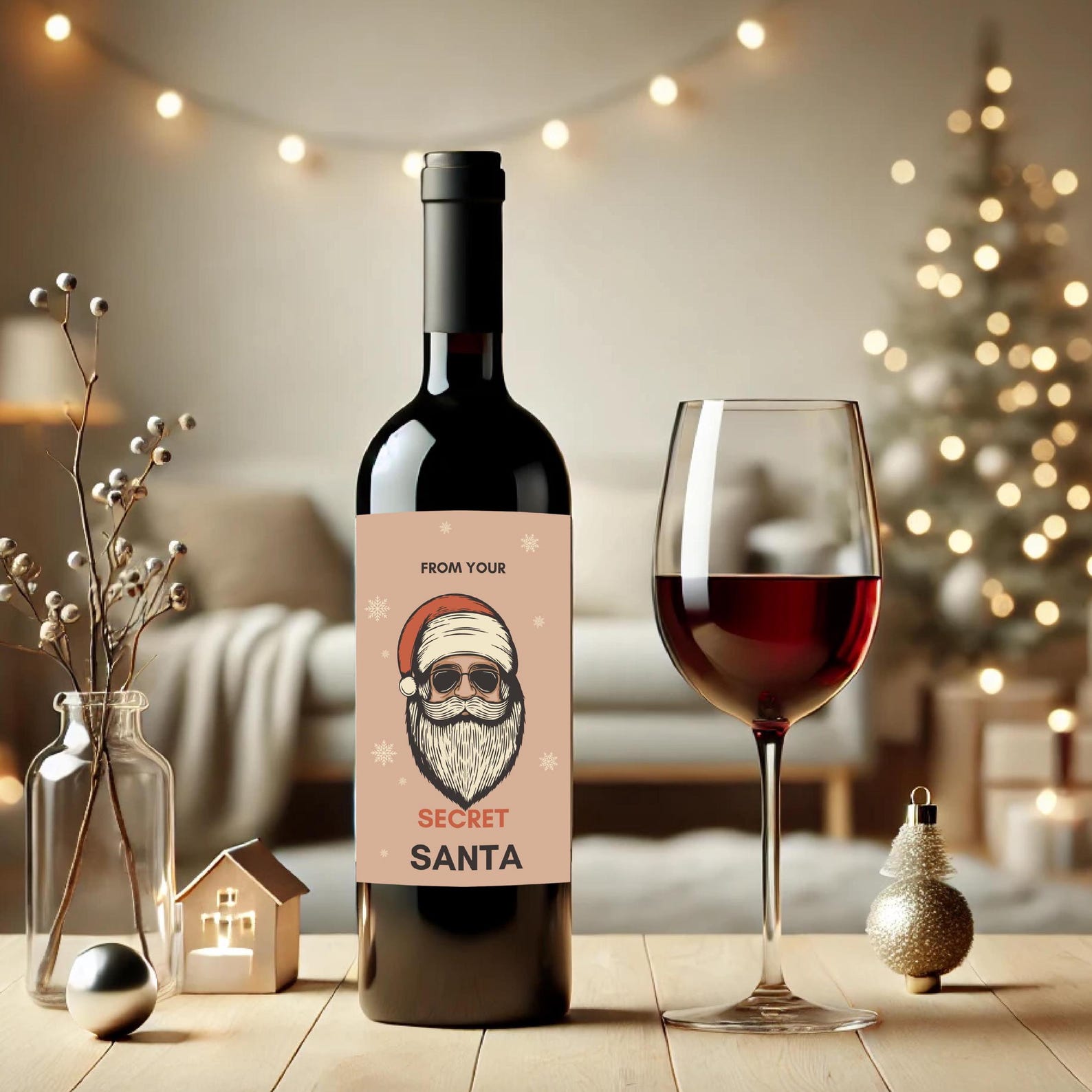 Christmas Wine Labels, Instantly Downloadable PDF Templates, Christmas ...