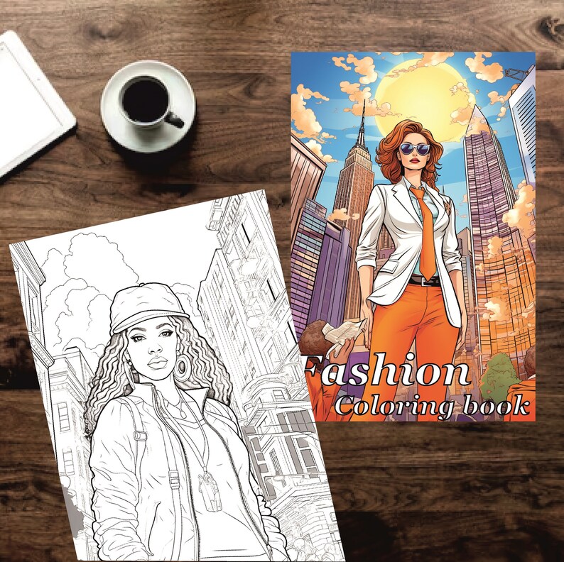 Printable Fashion Coloring Book, Adult Coloring Book, Couture Coloring ...