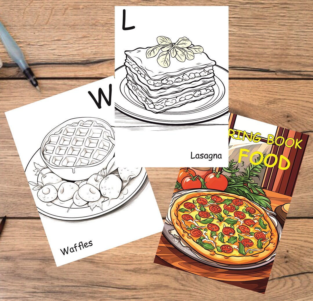 Printable Coloring Book for Kids, Food Coloring Book, Culinary Coloring ...