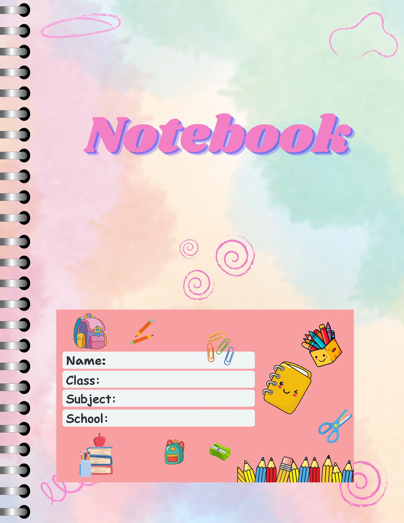 Personalized Notebook Labels Stickers Png, Work Book Labels, Kids Name ...