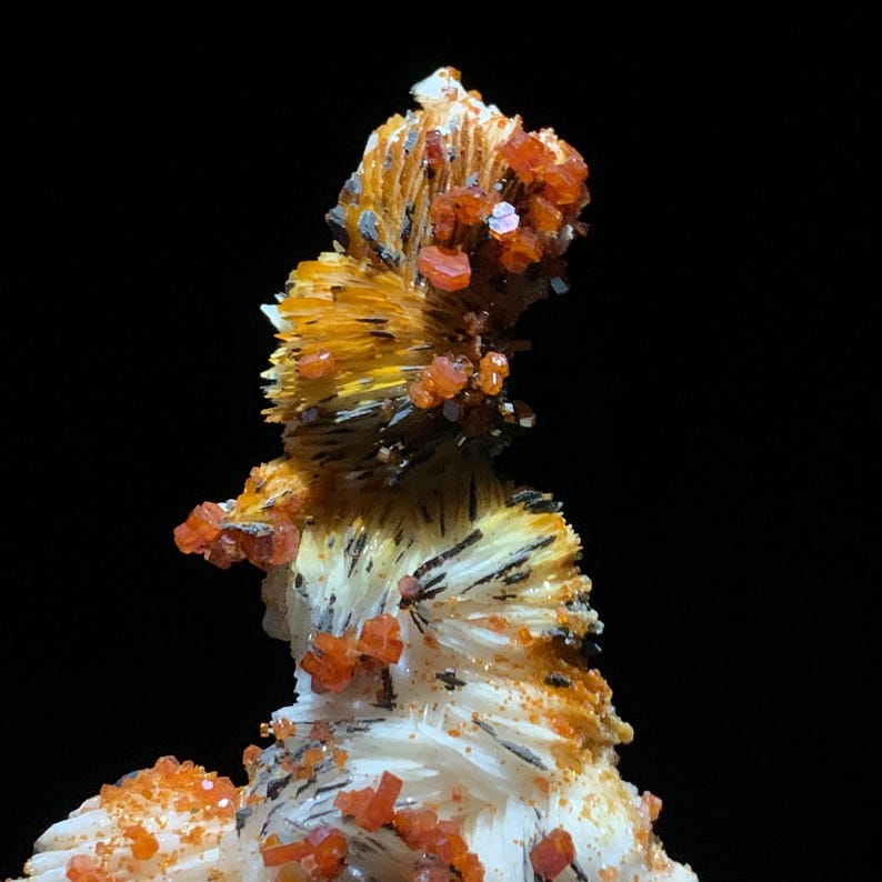 Vanadinite and Goethite on Barite From Mibladen, Midelt, Morocco ...