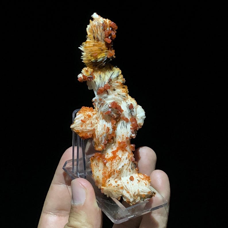 Vanadinite and Goethite on Barite From Mibladen, Midelt, Morocco ...