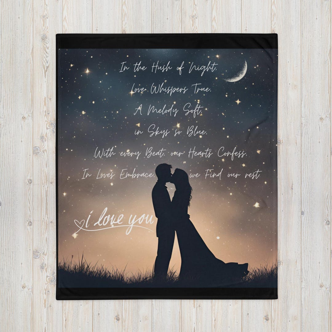 Love Poem Blanket Throw, Night Sky Blanket Throw, Moon Blanket Throw ...