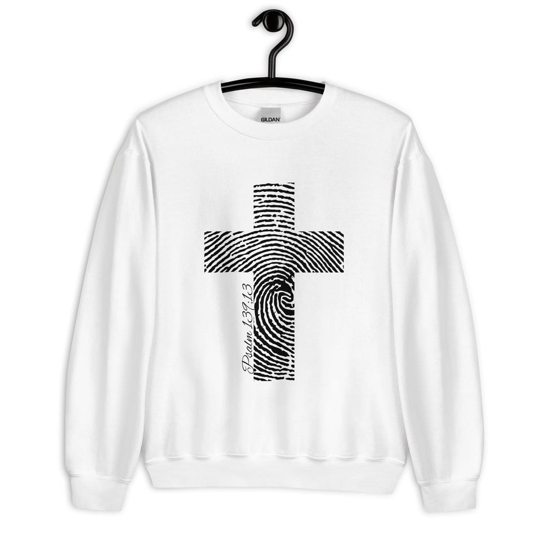 Fingerprint Cross Christian Sweatshirt | Unisex Faith Pullover - Etsy