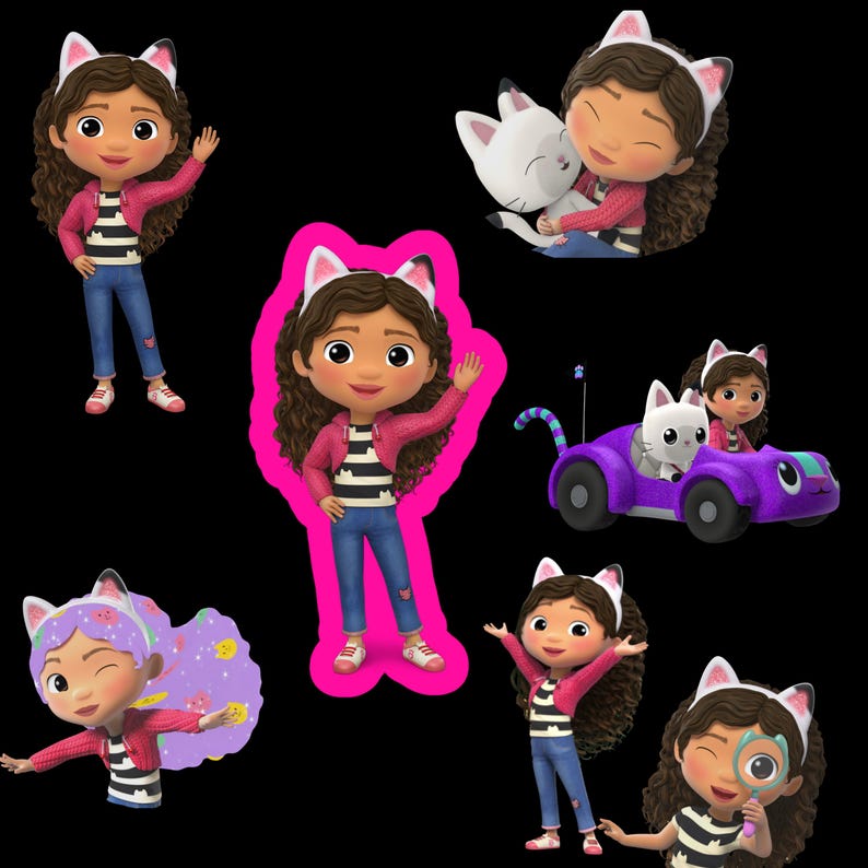 50+ Gabby Dollhouse Inspired Clipart | Cute Cat Characters | Kids Show ...